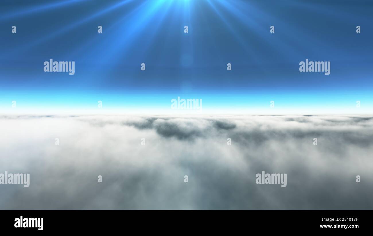 Above clouds sun ray, 3d rendering illustration Stock Photo - Alamy