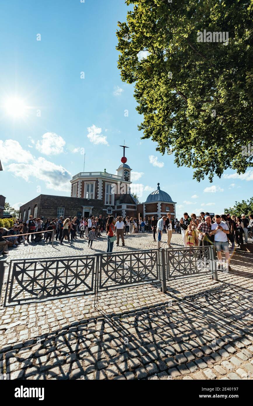 The Prime Meridian longitudinal line and Flamsteed House aka the Royal ...