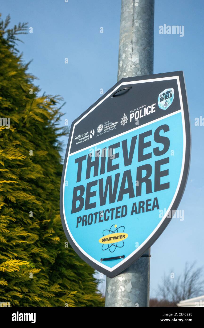 Thieves beware warning sign smartwater hi-res stock photography and ...