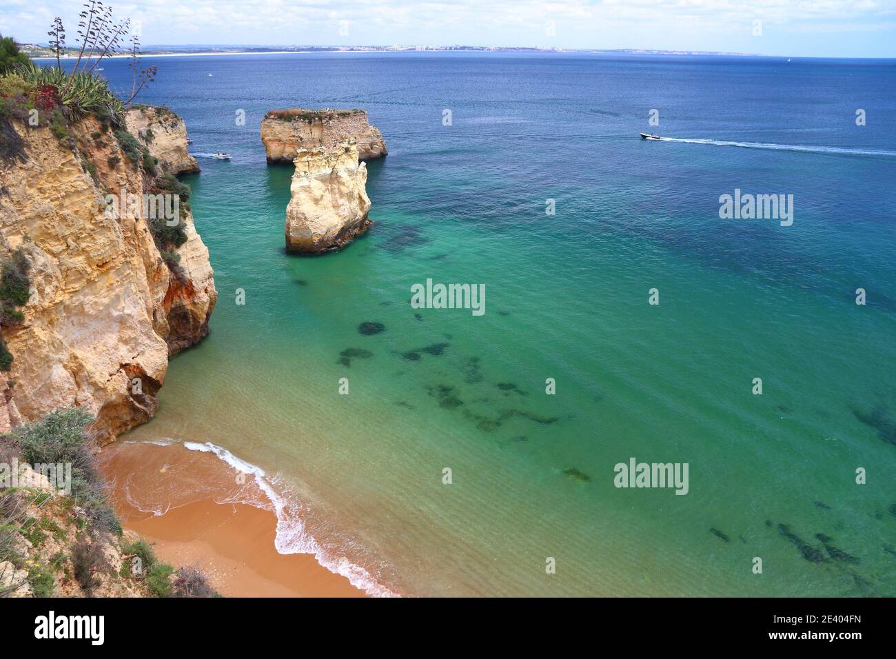 Portugal landscape. Atlantic coast landscape in Algarve region. Praia ...