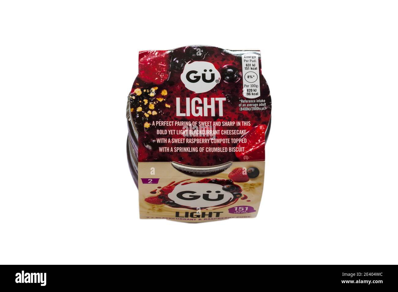 Pack of Gu light blackcurrant & raspberry light cheesecake puds ...