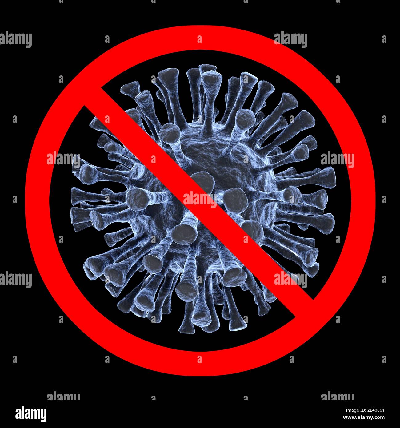 Virus coronavirus covid-19 with stop sign. 3d rendering Stock Photo - Alamy