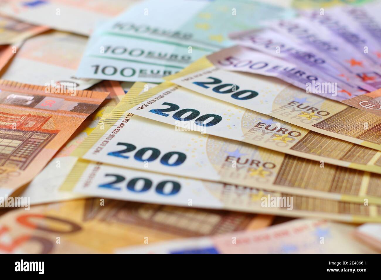 Euro currency banknotes background. European paper money texture with ...