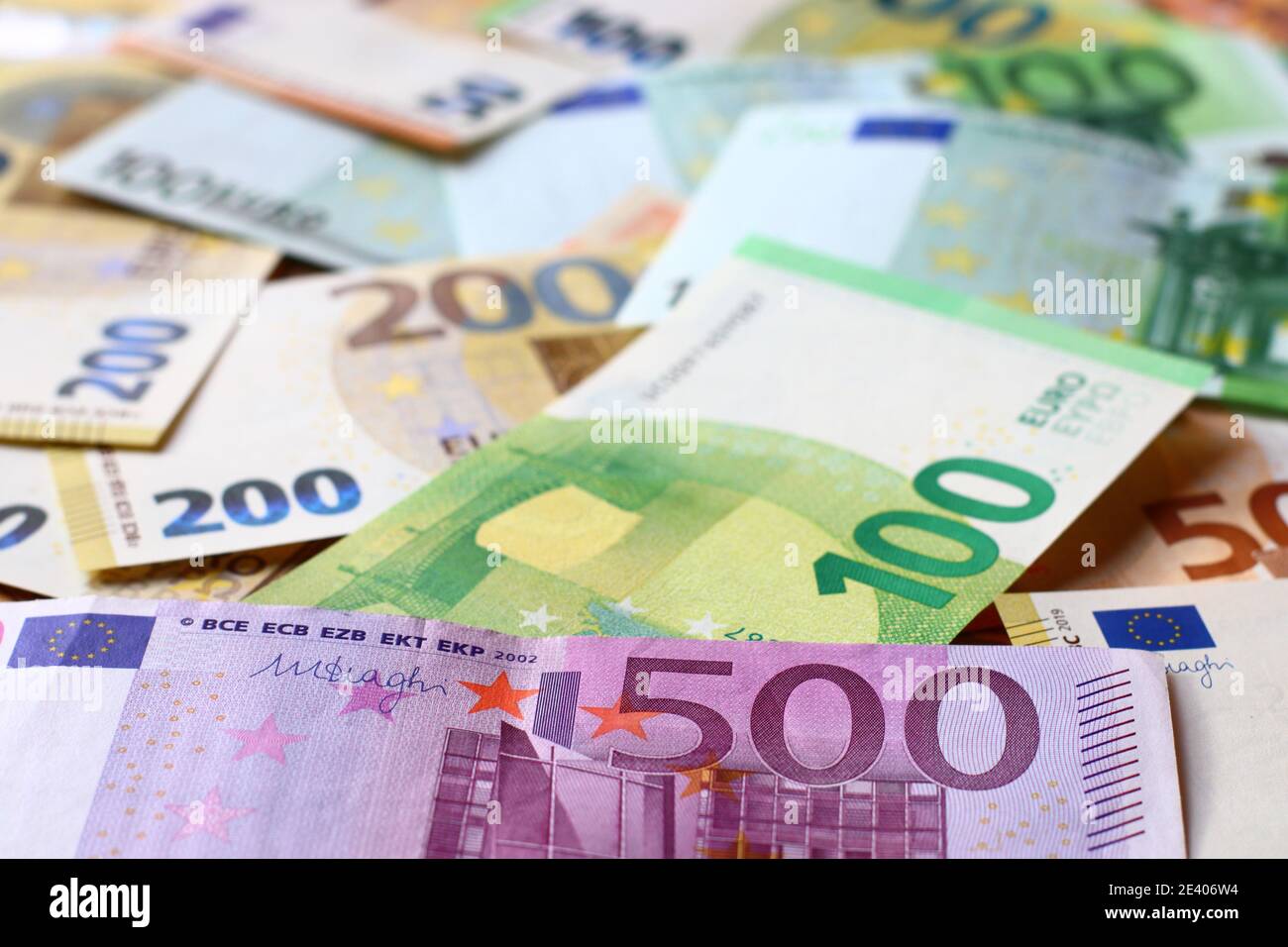 Euro currency banknotes background. European paper money texture with ...