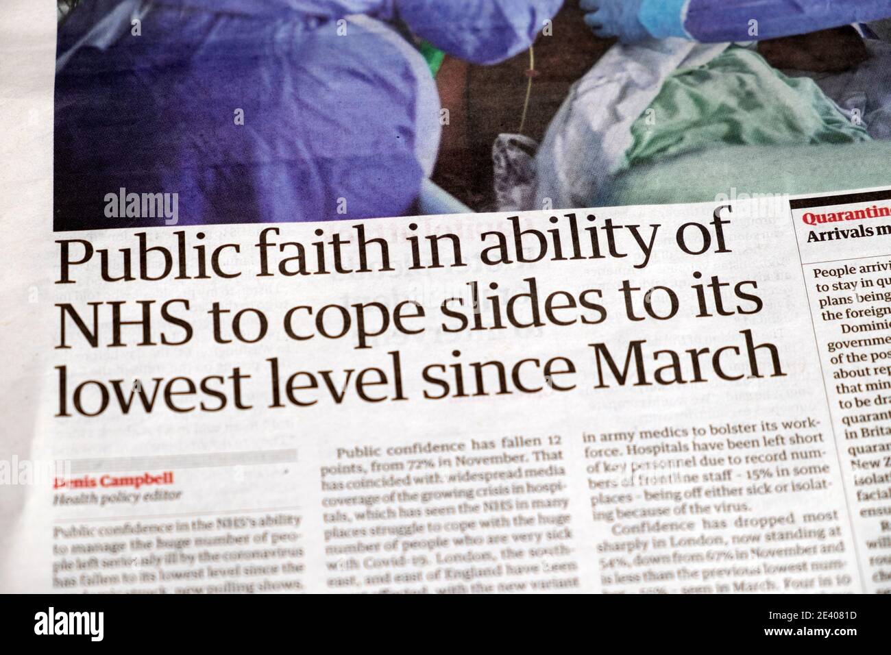 "Public faith in ability of NHS to cope slides to its lowest level ...