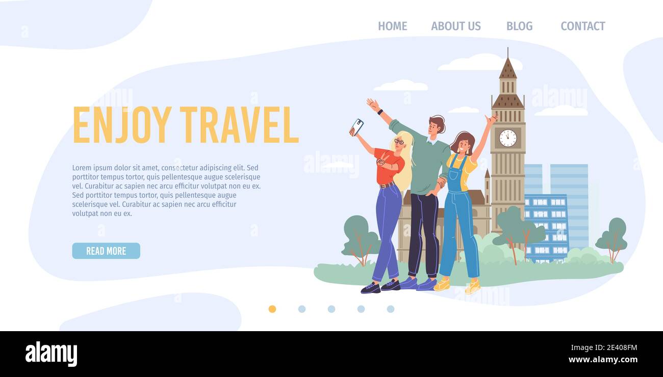 Flat cartoon characters take pictures on travel vacation, vector ...