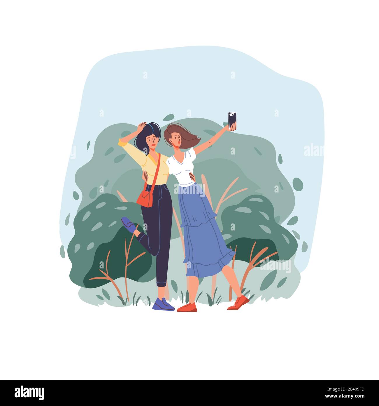 Flat cartoon characters surfing internet, vector illustration concept ...