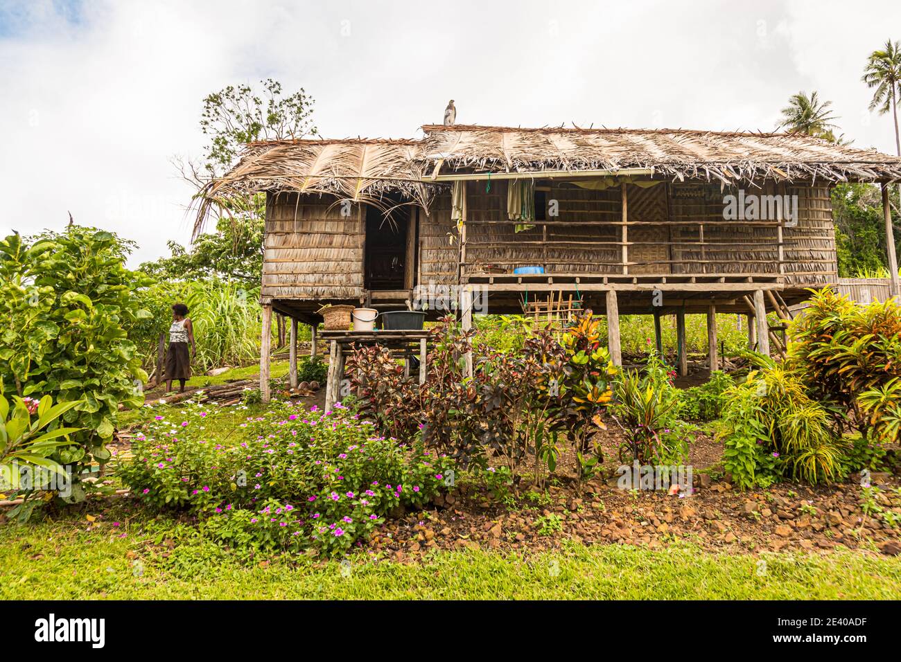 Typical stilt house on the Deboyne Islands, Papua New Guinea Stock ...
