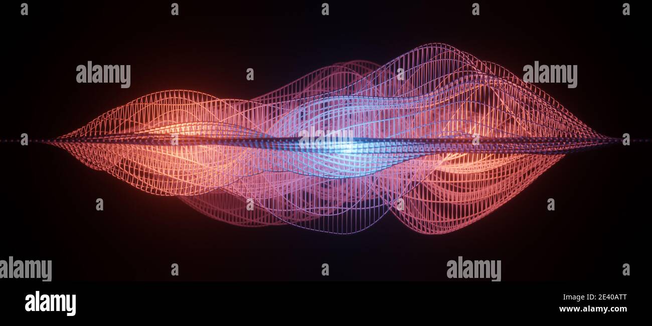 Wireframe Structure Glowing Modern Abstract Virtual Grid Background Audio Soundwaves Science
