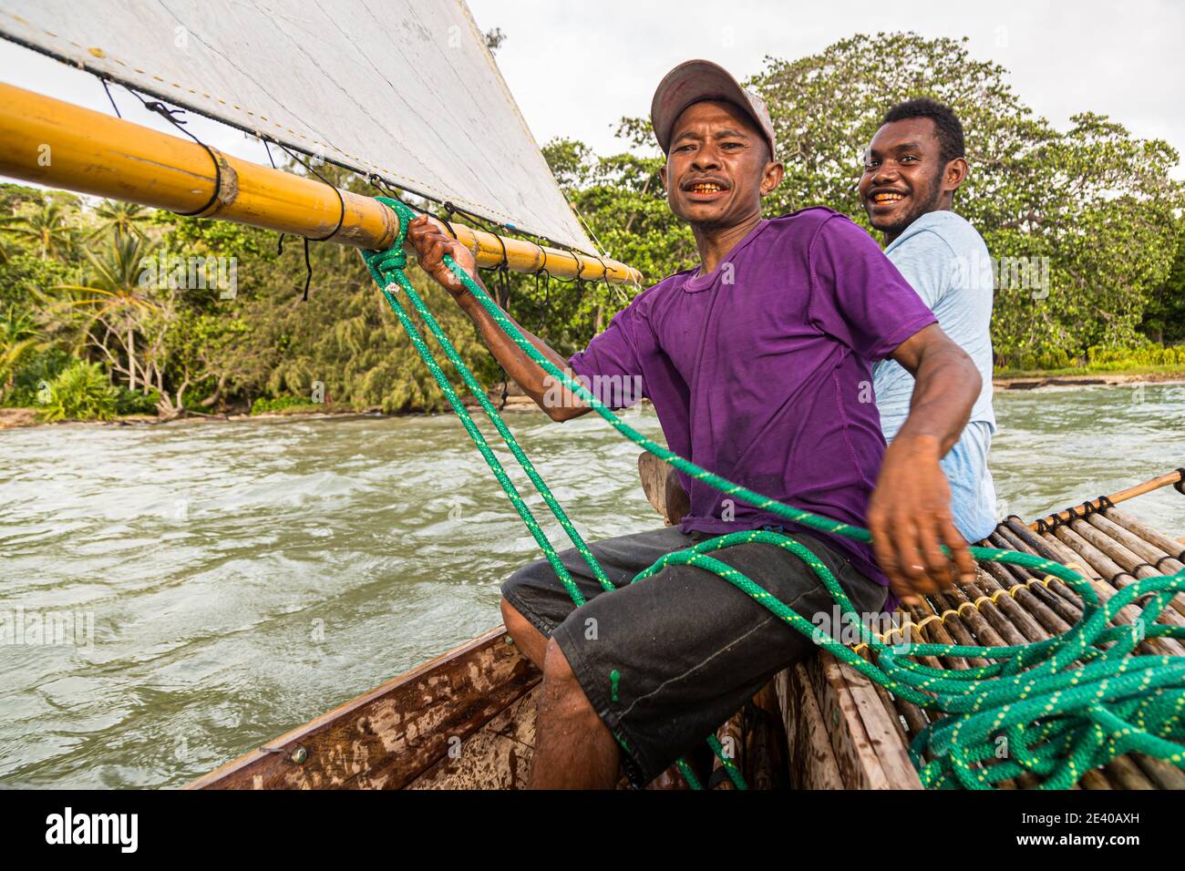 Polynesian style sailing on a Proa (multi-hull outrigger sailboat) in ...