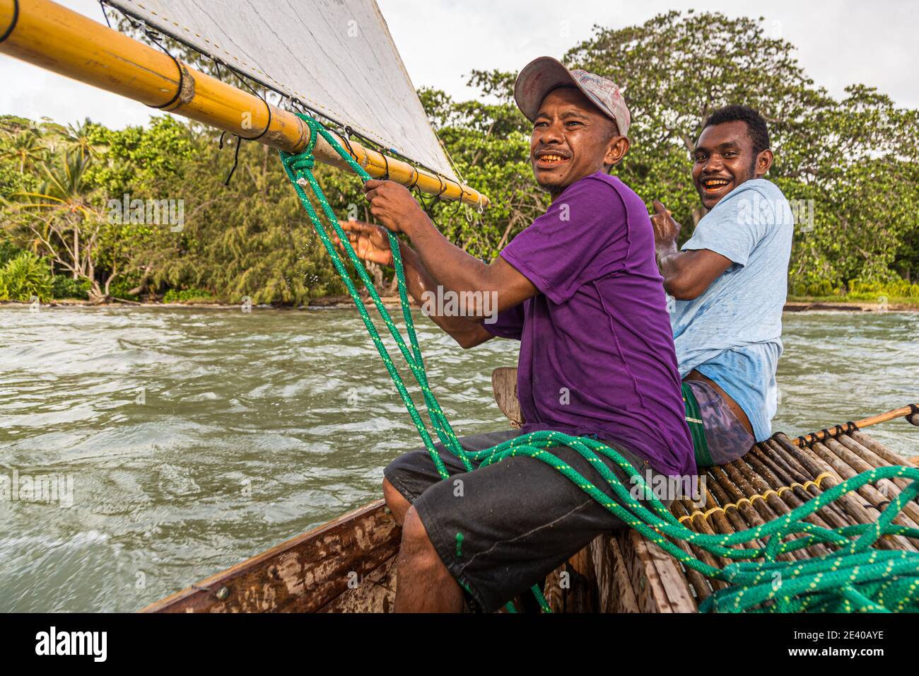 Polynesian style sailing on a Proa (multi-hull outrigger sailboat) in ...