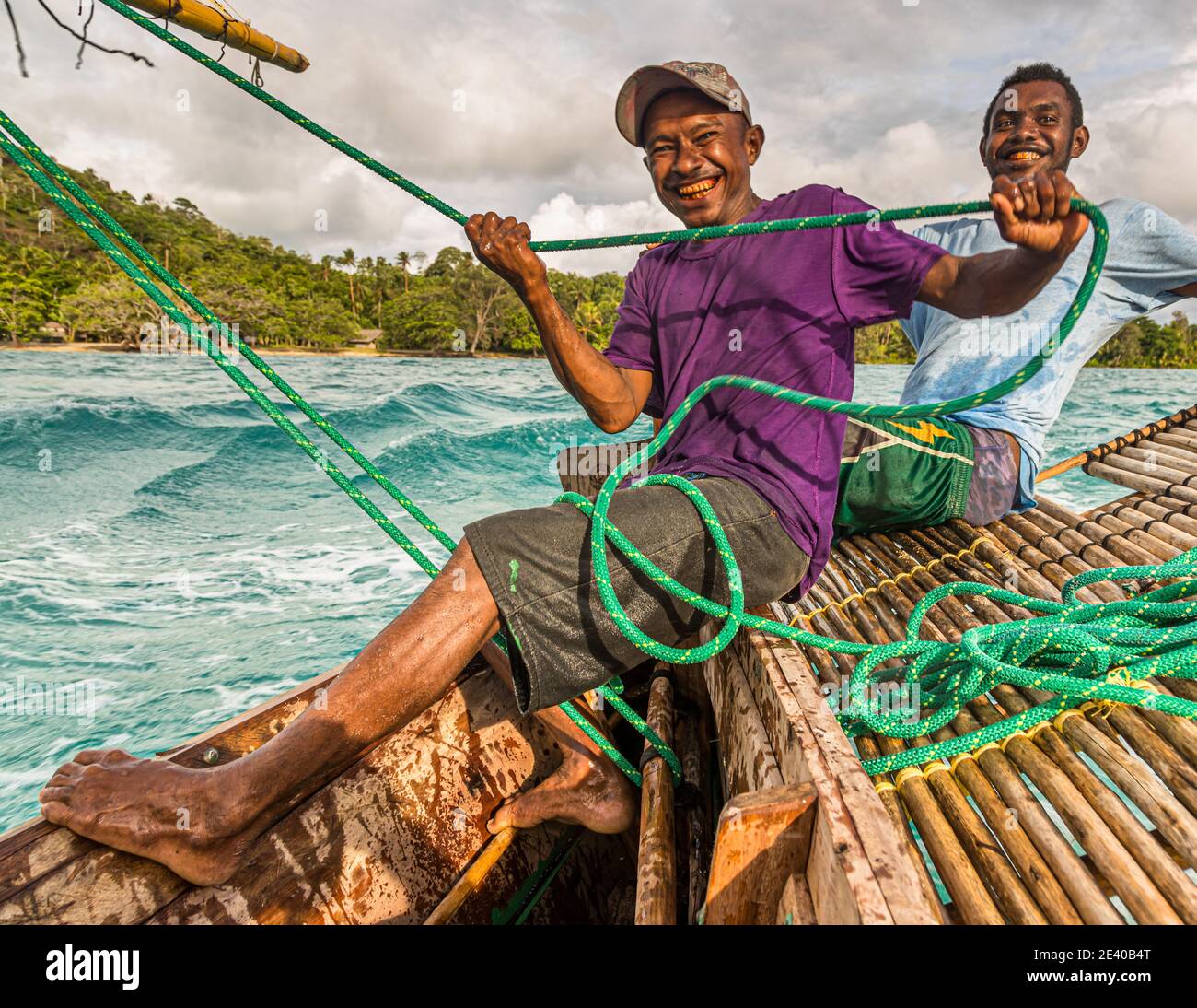 Polynesian style sailing on a Proa (multi-hull outrigger sailboat) in ...