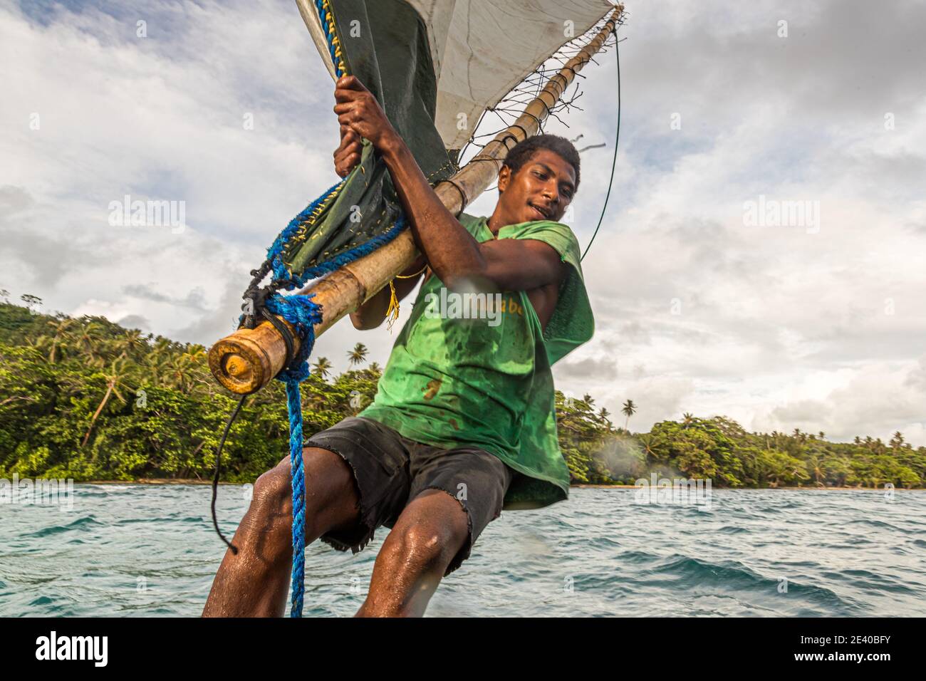 Polynesian style sailing on a Proa (multi-hull outrigger sailboat) in ...