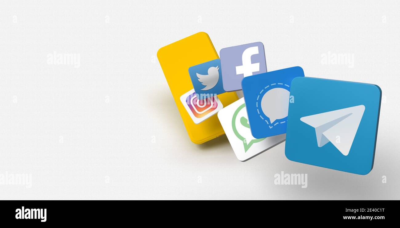 Istanbul, Turkey - 01.17.2021: Telegram vs whats app concept. View from ...