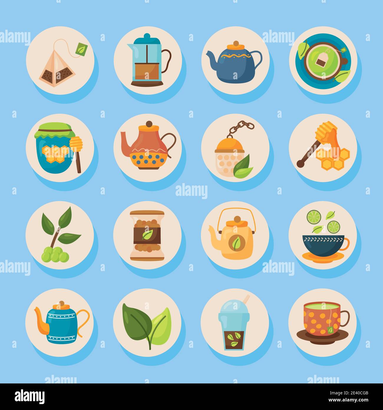 Tea symbol collection design, Time drink breakfast and beverage theme ...