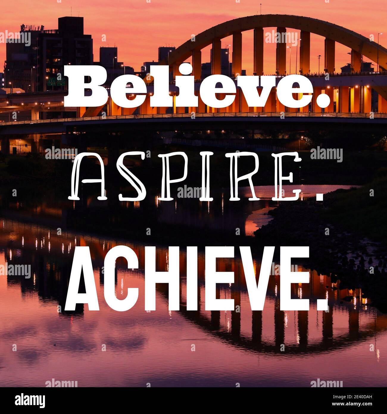 Believe, aspire, achieve. Workplace inspirational quote poster. Success ...