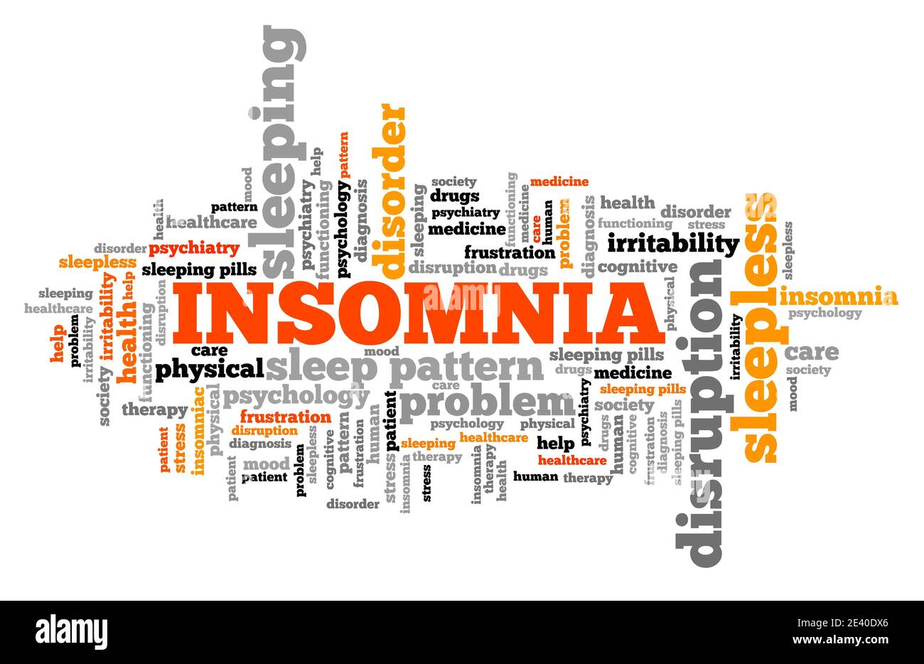 Insomnia concepts word cloud. Sleep disorder keywords illustration ...