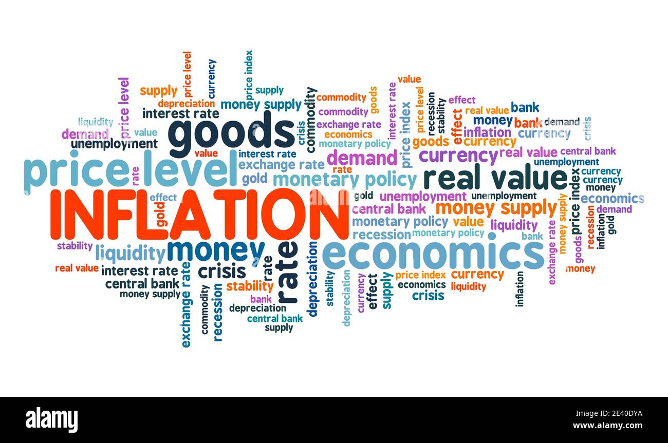 Inflation concept. Inflation word cloud sign. Price levels and monetary ...
