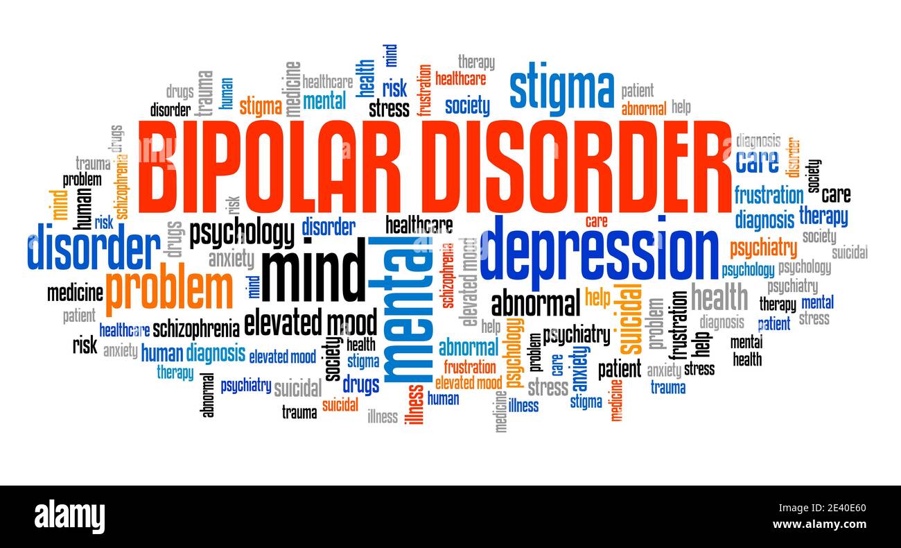Bipolar disorder word cloud. Mental issue word sign concept Stock Photo ...