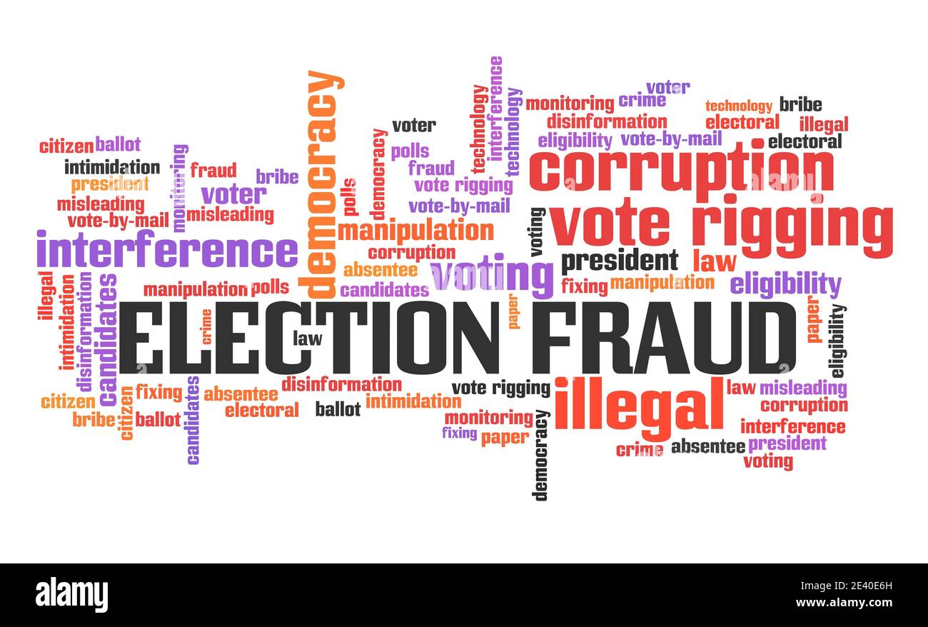 Election fraud concept. Electoral fraud and corruption. Word cloud sign ...
