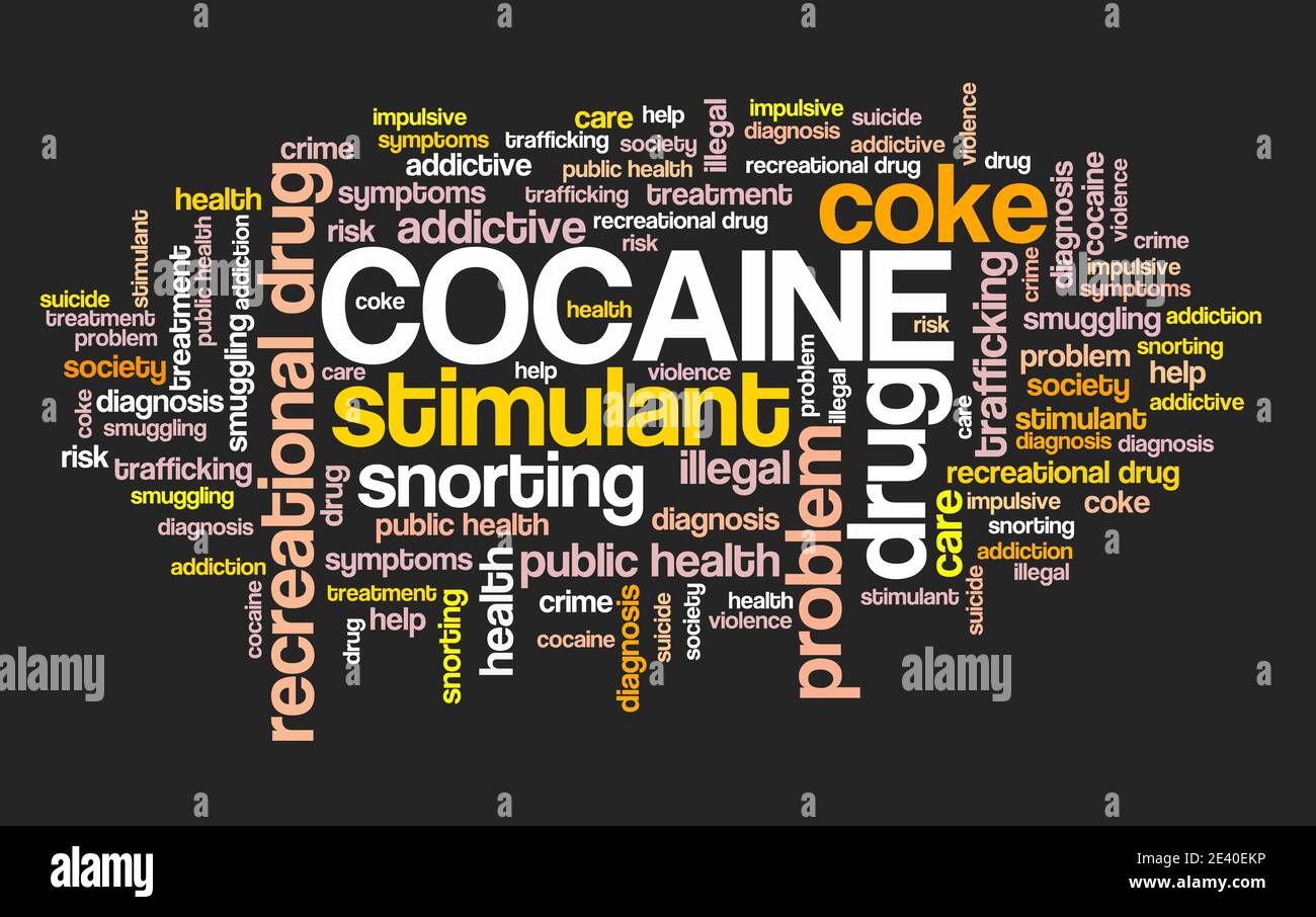 Cocaine word cloud collage. Cocaine addiction concepts text cloud Stock ...