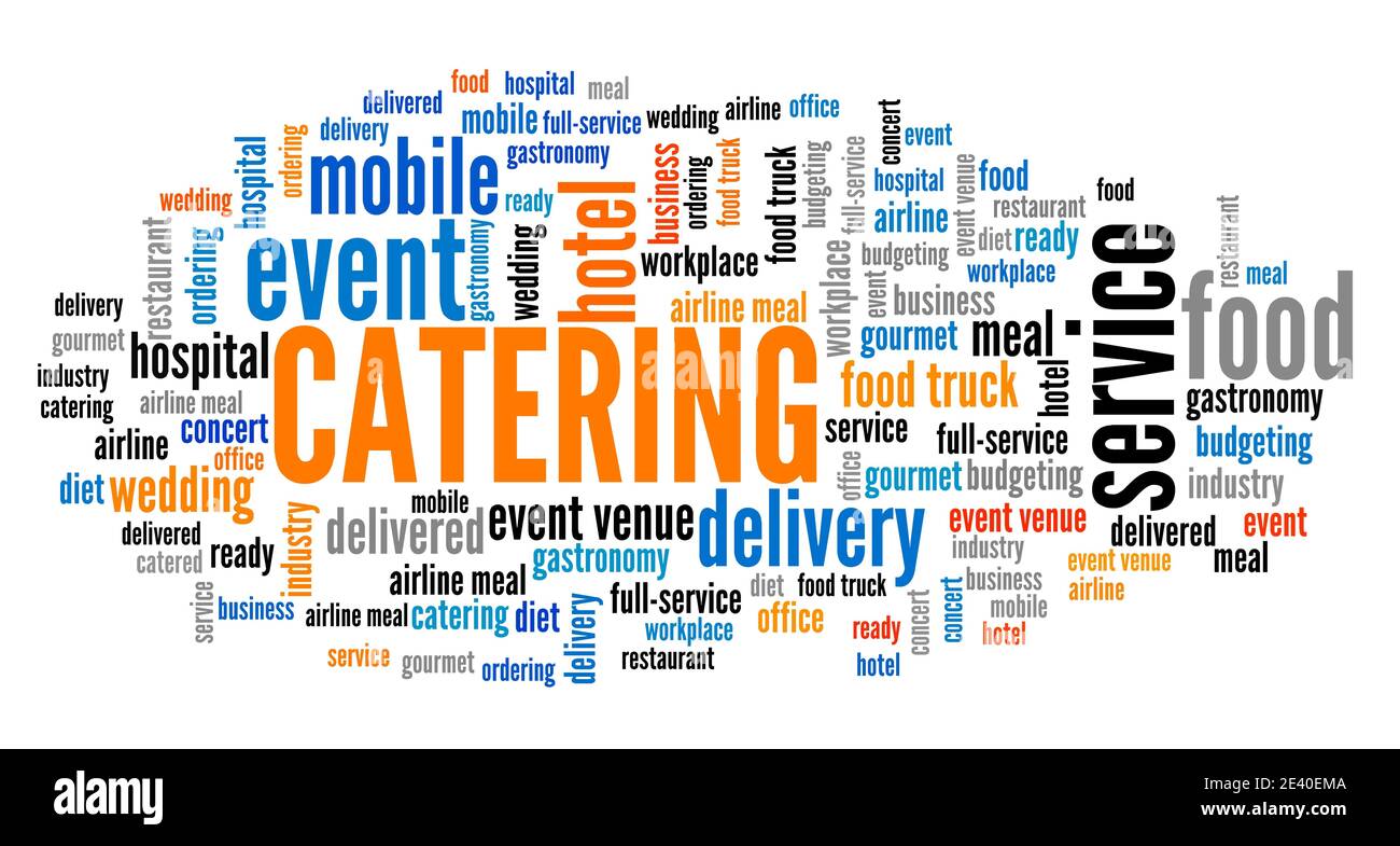 Catering words collage. Event catering business word cloud sign Stock ...