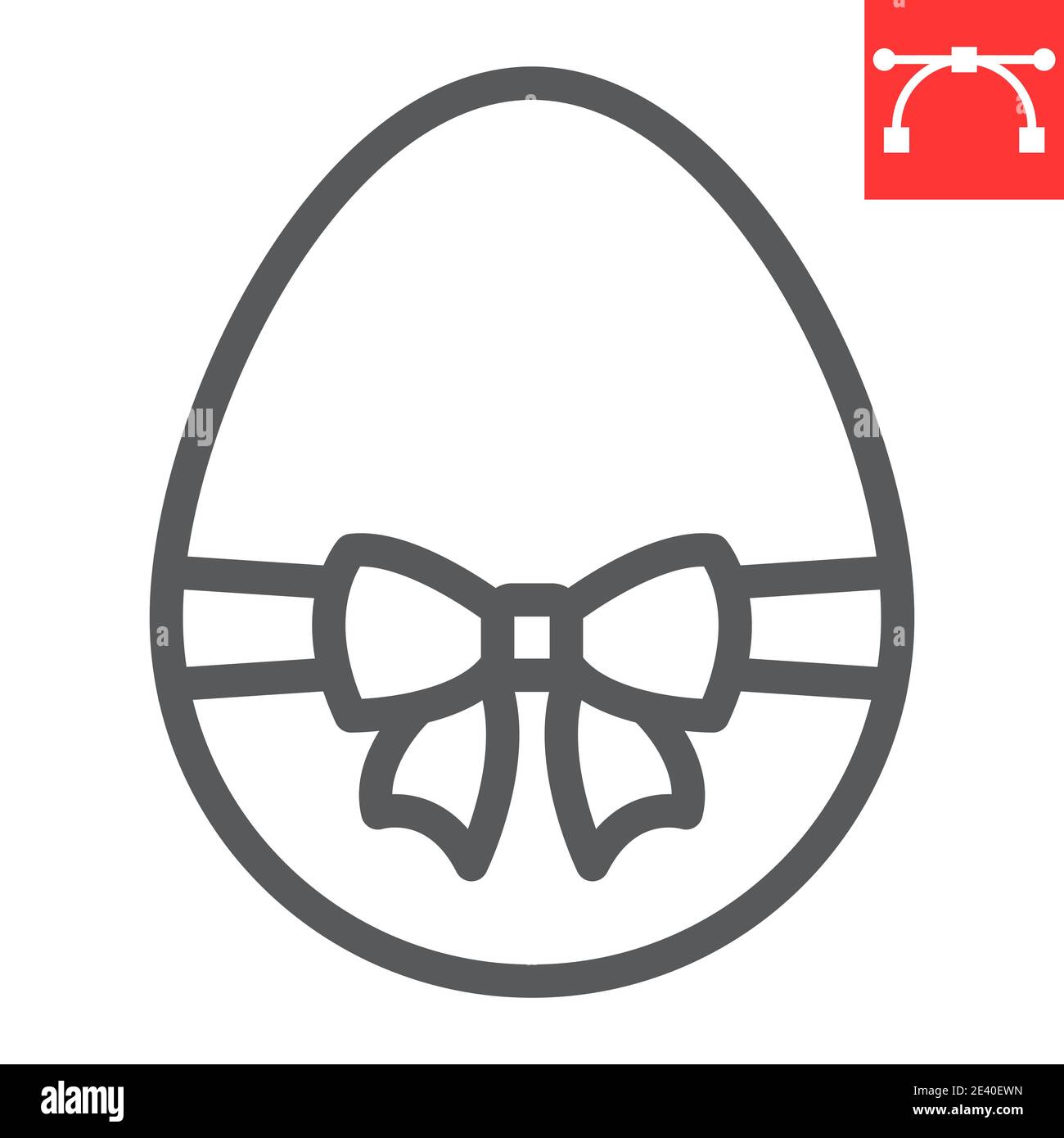 Easter egg with ribbon line icon, Happy Easter and holiday, easter egg ...