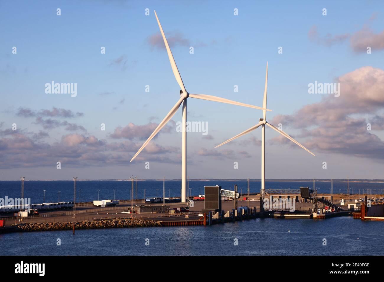 Wind turbine energy generation on Danish coast. Hirsthals, Denmark ...