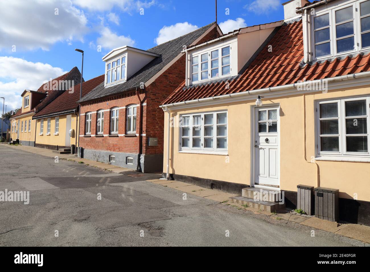 Hjorring, Denmark. Street view of traditional Danish residential ...