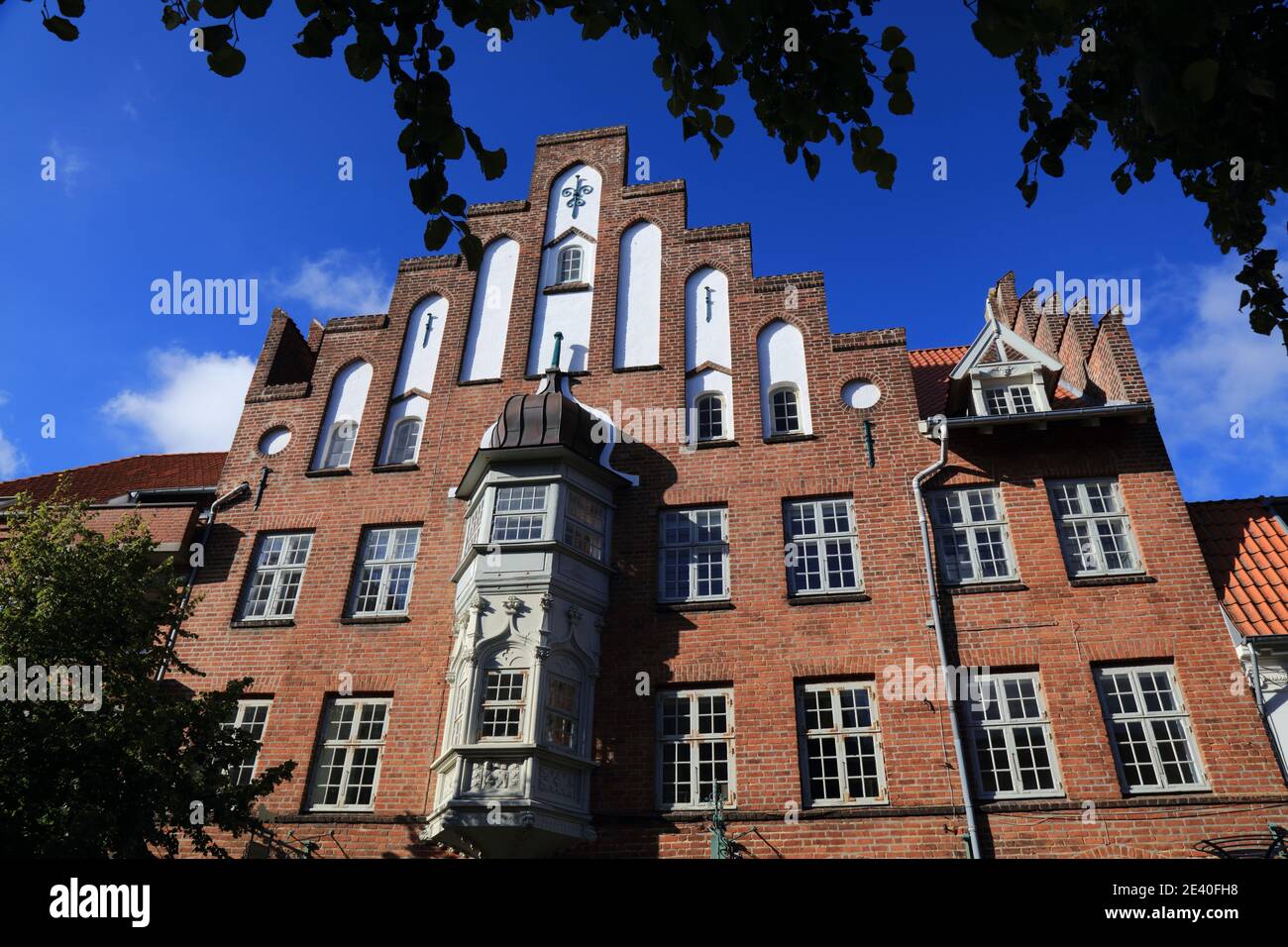 Hjorring, Denmark. Street view in town in the region of North Jutland ...