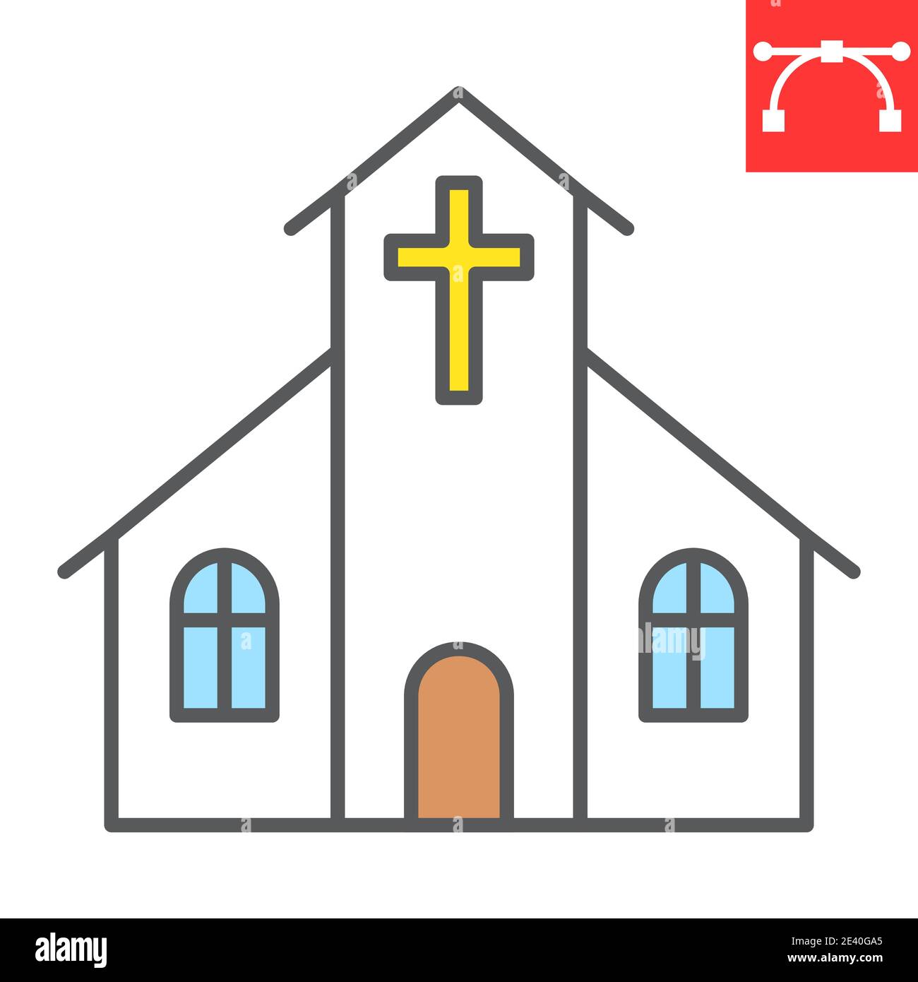 Church color line icon, building and god, church vector icon, vector ...