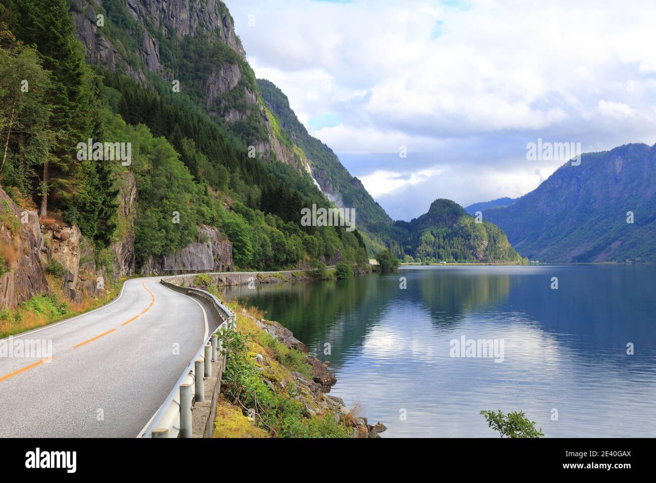Norway landscape - Hardanger Fjord scenic road in municipality of Odda ...