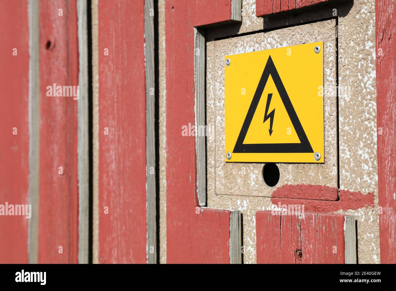 High voltage warning sign on a electricity transformer building Stock ...