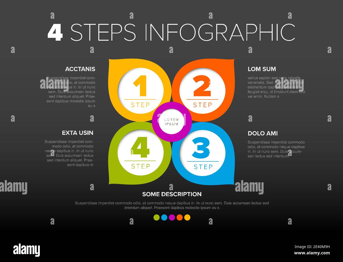 Vector light progress steps template with descriptions, icons and ...