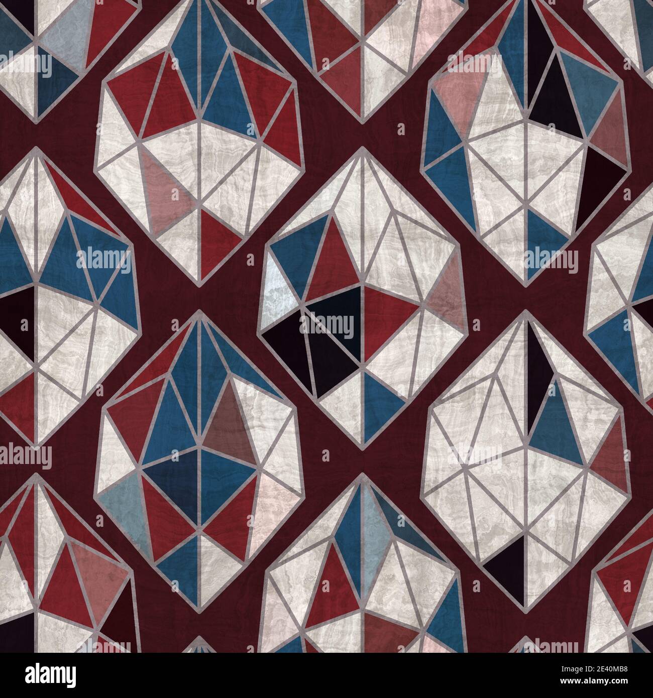 Seamless red white and blue textured retro pattern Stock Photo - Alamy