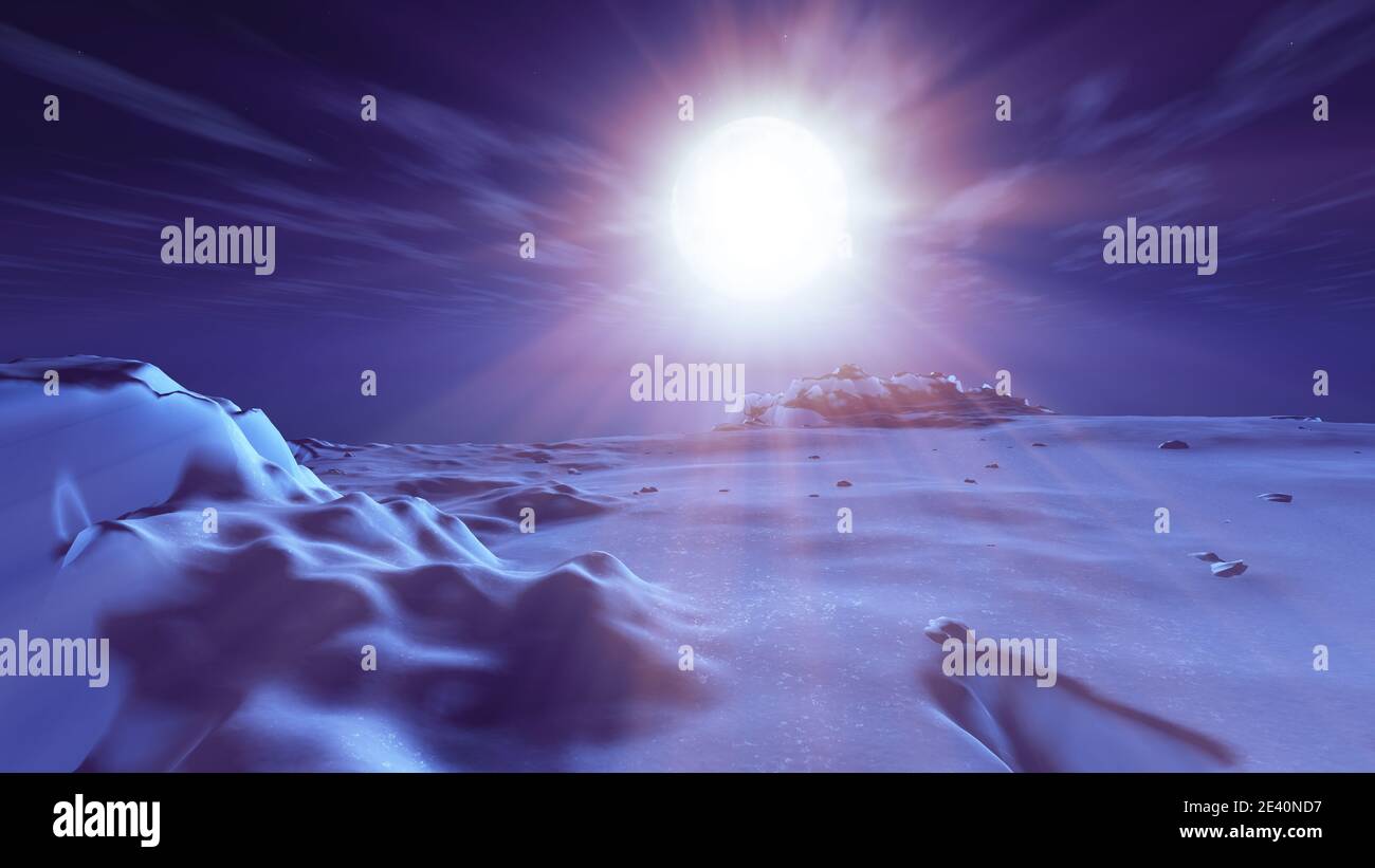 ice berg night full moon, 3d render illustration Stock Photo - Alamy