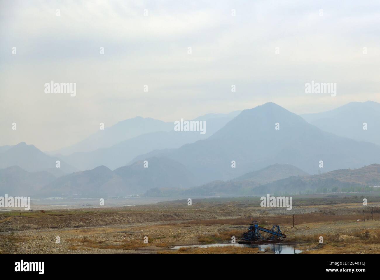 North Korea landscape. South Pyongan Province. Mountains and shore of ...
