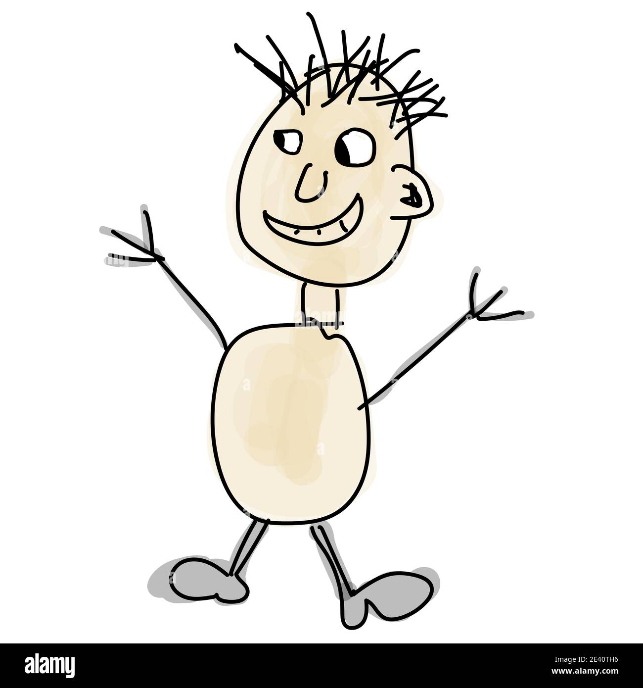 Silhouette Of A Little Man Cartoon Style Aquagrim Vector Hand Drawn