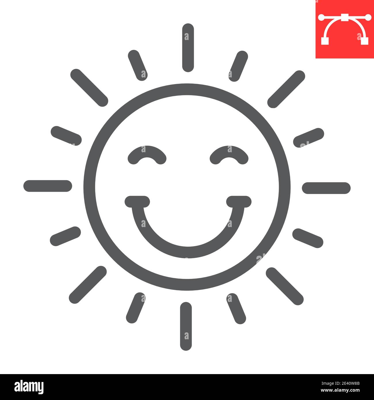 Smiling sun line icon, Happy Easter and holiday, sun smile vector icon ...
