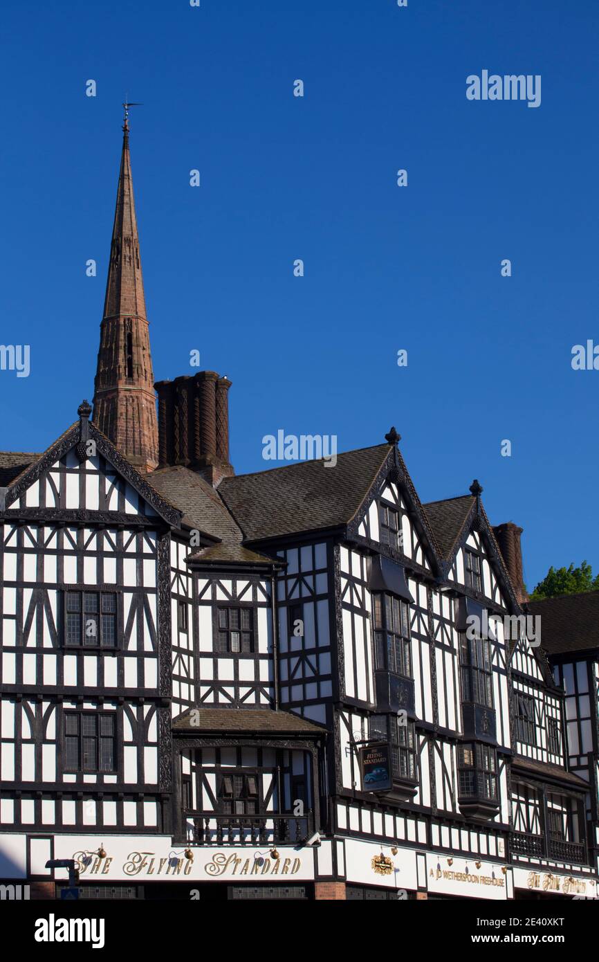 UK, England, West Midlands, Coventry, Tudor buildings in City Center ...