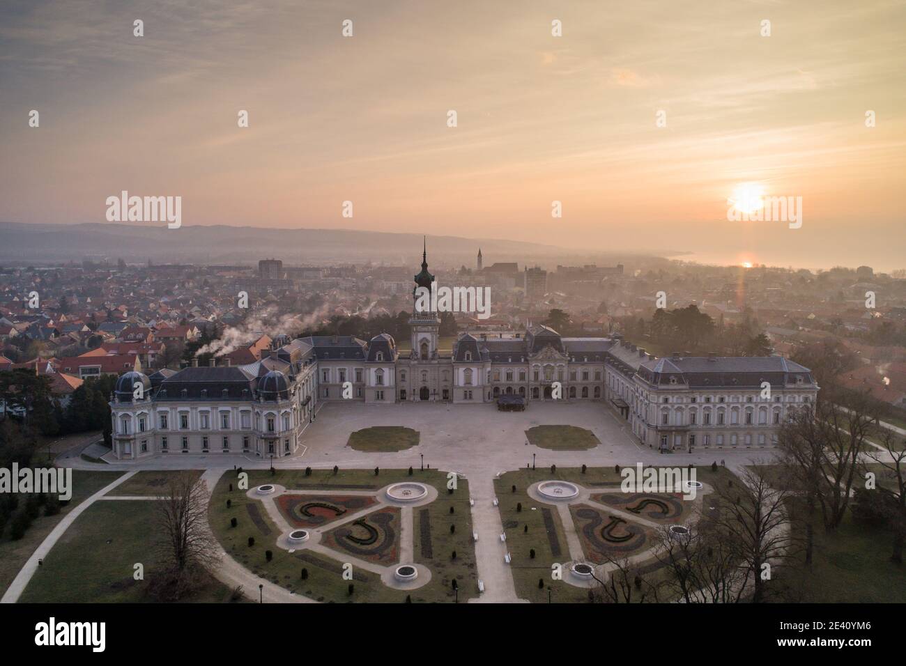 Festetics Castle in Aerial photo of Keszthely, Hungary Stock Photo - Alamy