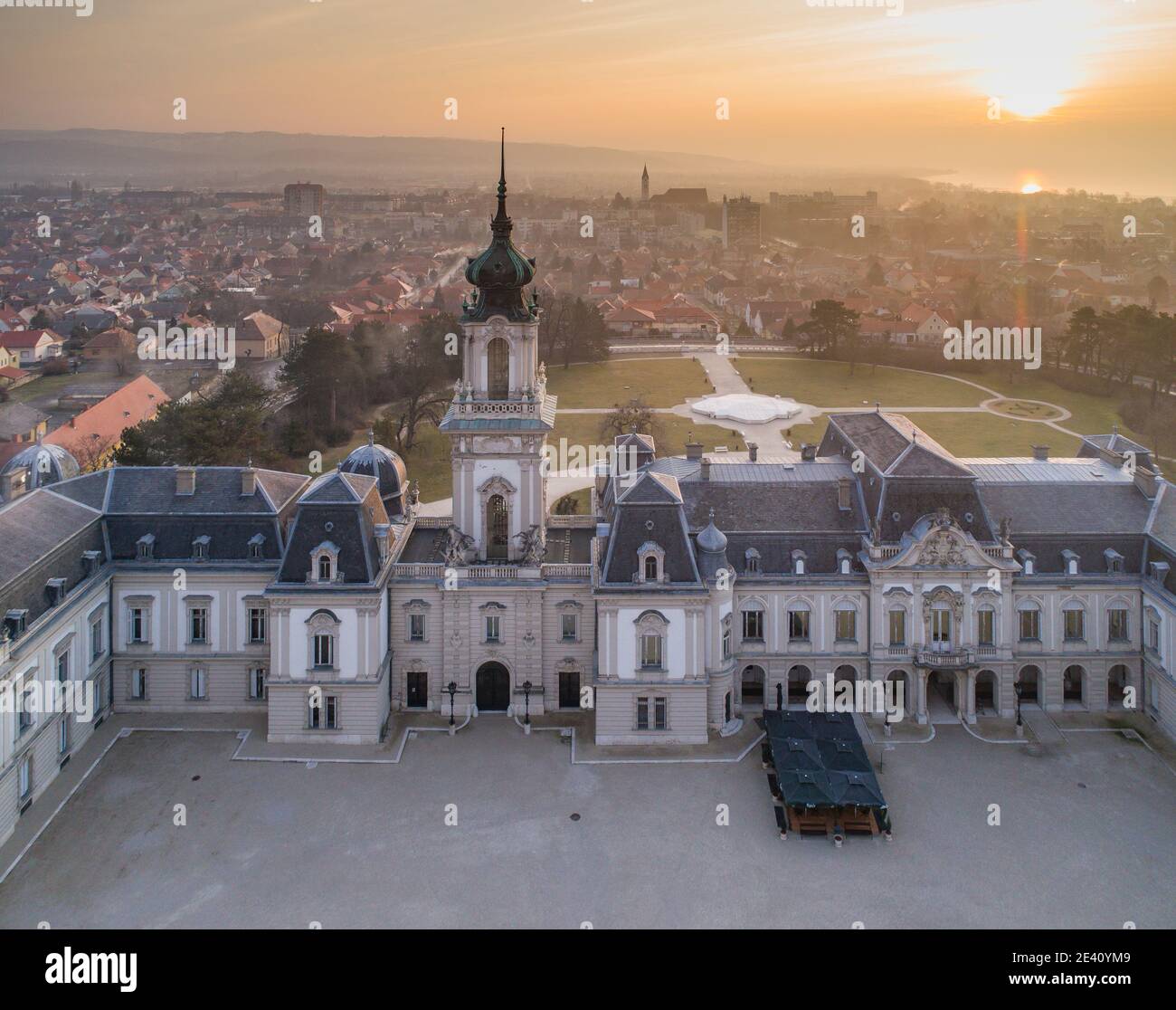 Festetics Castle in Aerial photo of Keszthely, Hungary Stock Photo - Alamy