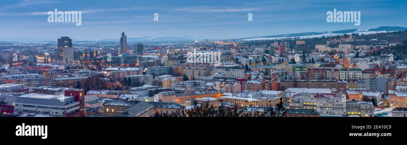 Panoramic view of Brno in Czech Republic. There is a hospital with ...