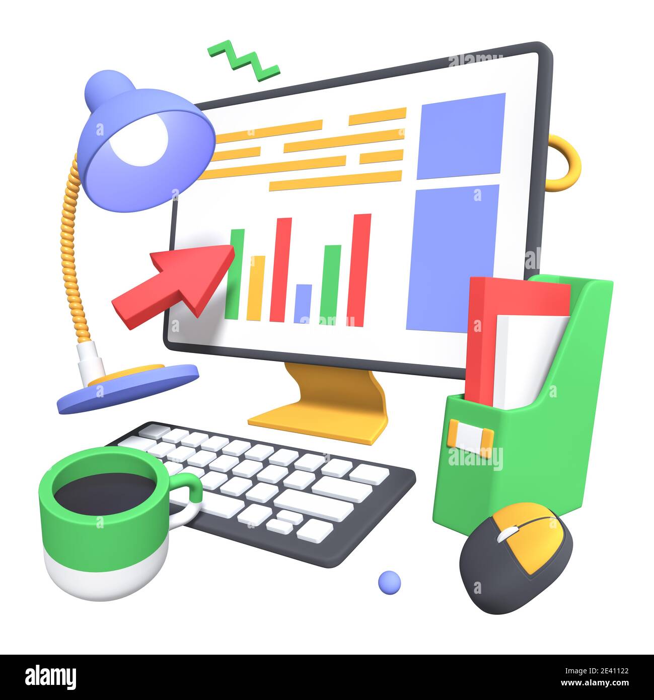 Office life - modern colorful realistic 3d illustration. Data analysis ...