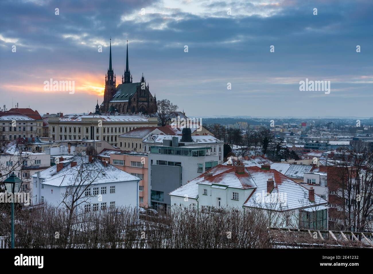 Aerial view of the The Cathedral of Saints Peter and Paul in Brno in ...
