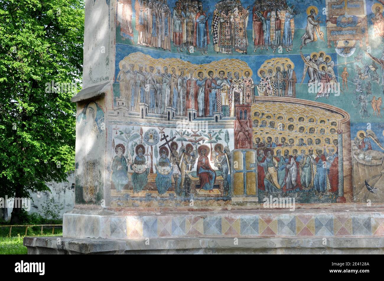 Side view of an old painted church Stock Photo - Alamy