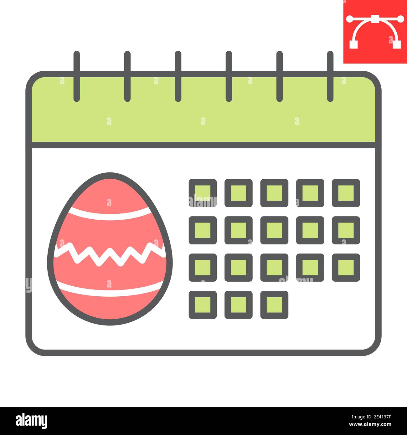Easter calendar color line icon, Happy Easter and holiday, calendar ...