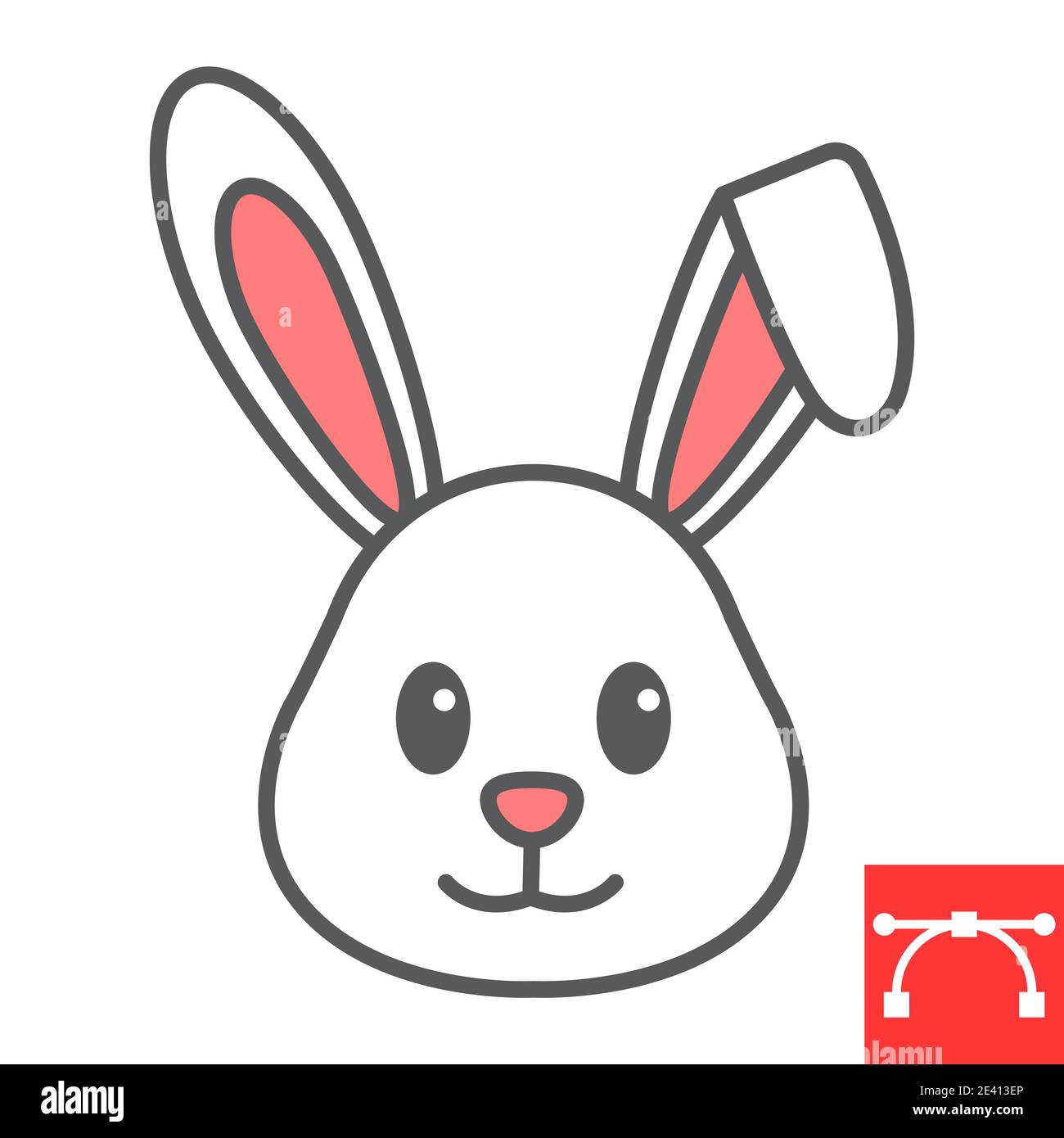 Easter rabbit color line icon, funny and holiday, easter bunny vector ...