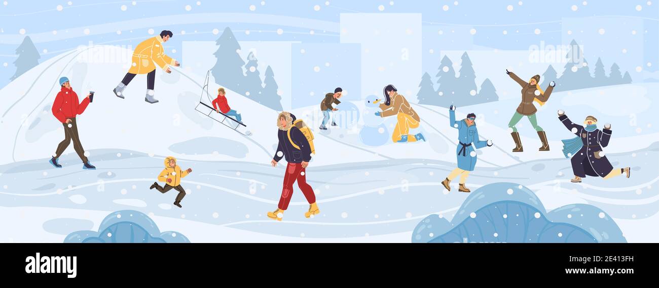 Flat cartoon characters set vector illustration concept Stock Vector ...