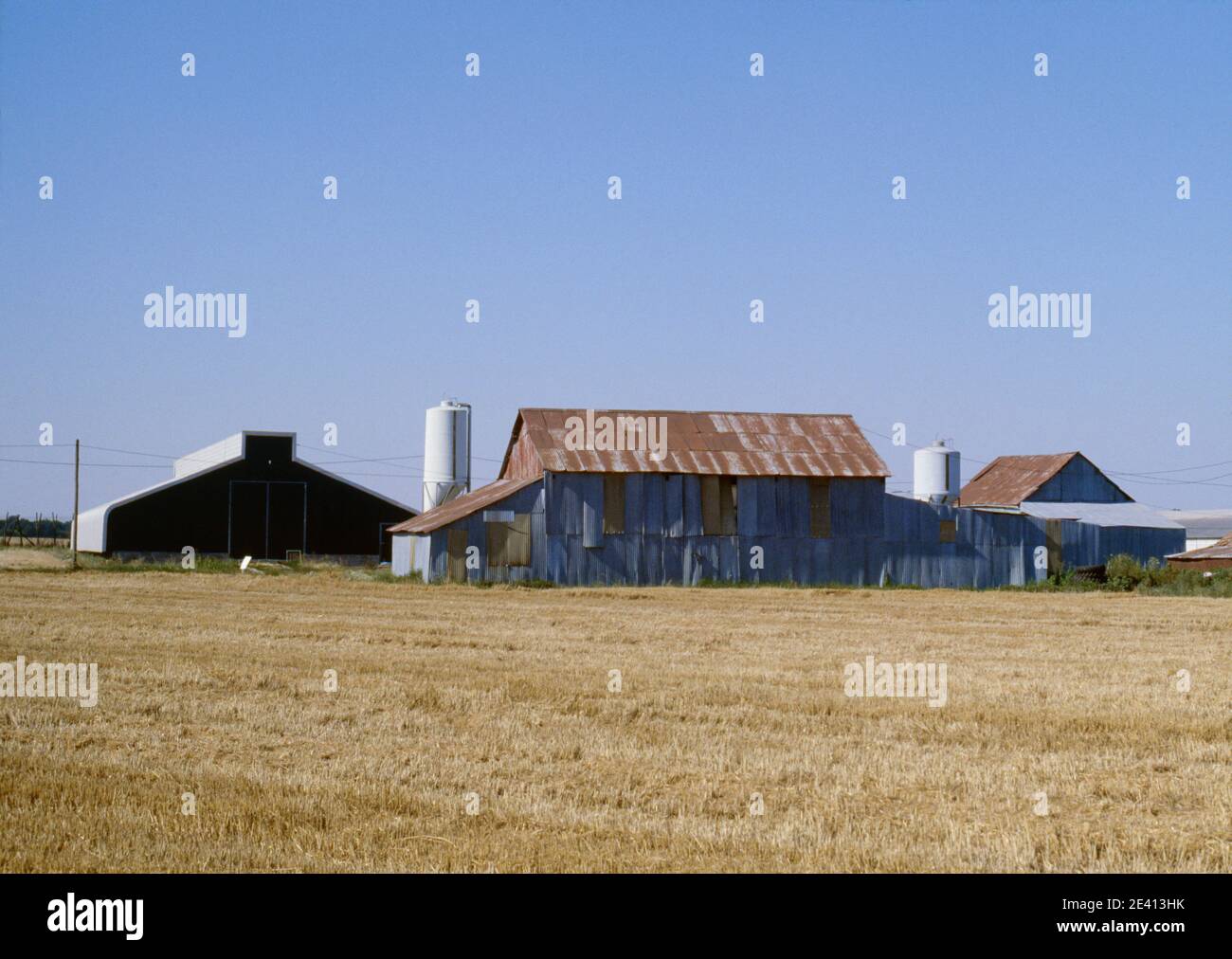Old + new farm buildings, farms 21648, near herbault Stock Photo - Alamy